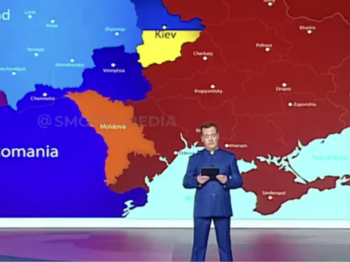 Medvedev viser hvordan Russland vil dele Ukraina mellom tre land