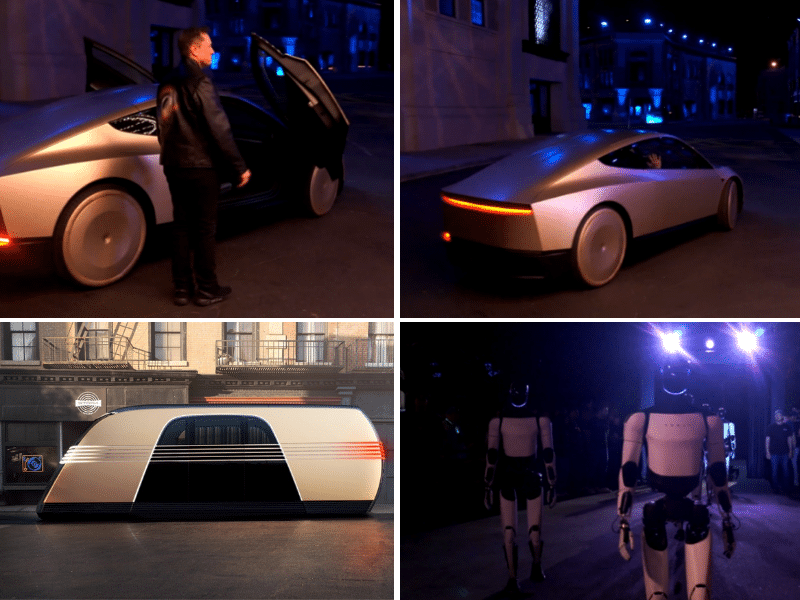 Musk viste fram Tesla robotaxi, varebil og roboten Optimus