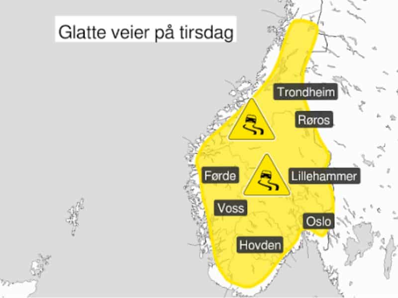 Farevarsel om is for Sør-Norge: Advarer om glatte veier